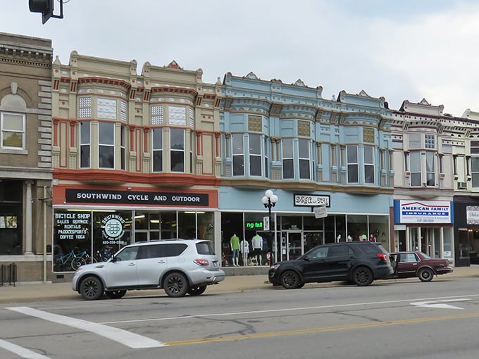 Iola's colorful downtown buildings line up like a row of pastel candies, each one housing small businesses that form the backbone of this affordable community.