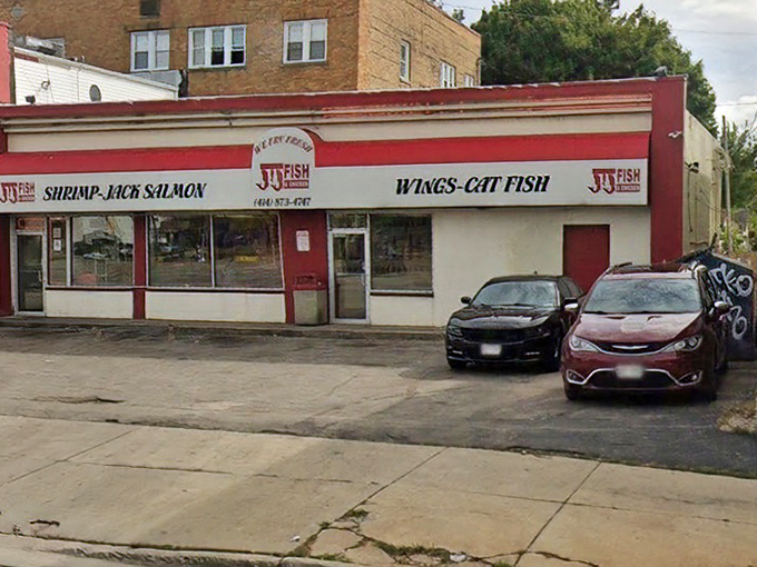 JJ's red and white storefront has that honest, no-nonsense appeal that promises substance over style every time.