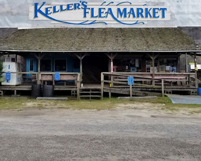Keller's weathered wooden exterior holds the patina of countless weekend treasure hunts and happy discoveries.