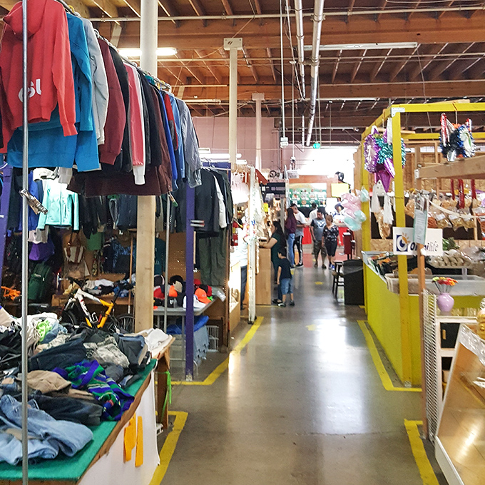 Rows of colorful clothing create a vibrant shopping maze at La Pulga Fant&aacute;stica. Like walking through your eccentric aunt's closet&mdash;if she owned everything!
