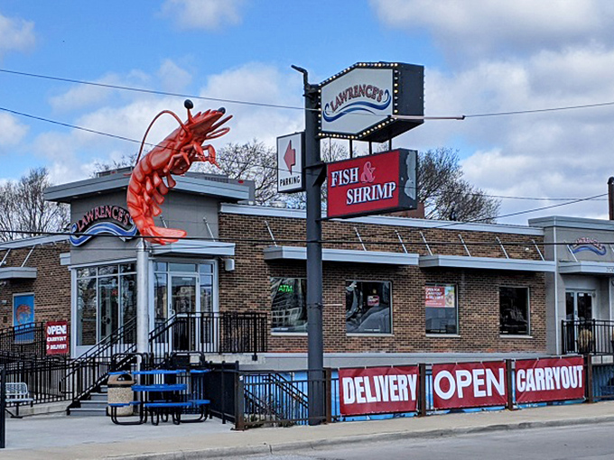 Lawrence's giant shrimp sculpture might be the most honest advertising in Chicago &ndash; what you see is exactly what you get!