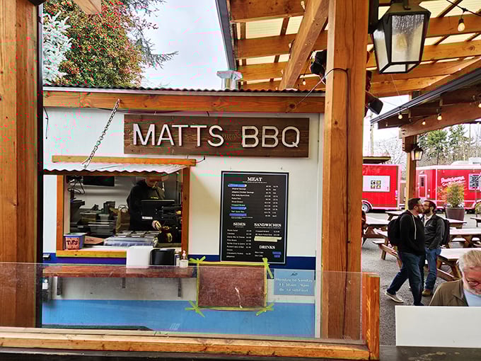 Food cart barbecue at its finest, where the smoker works harder than a sitcom writer on deadline.