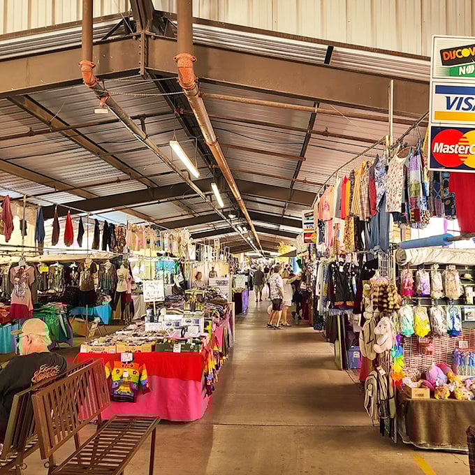 Mesa Market's pristine indoor aisles offer climate-controlled treasure hunting. No sunscreen required for this shopping expedition!