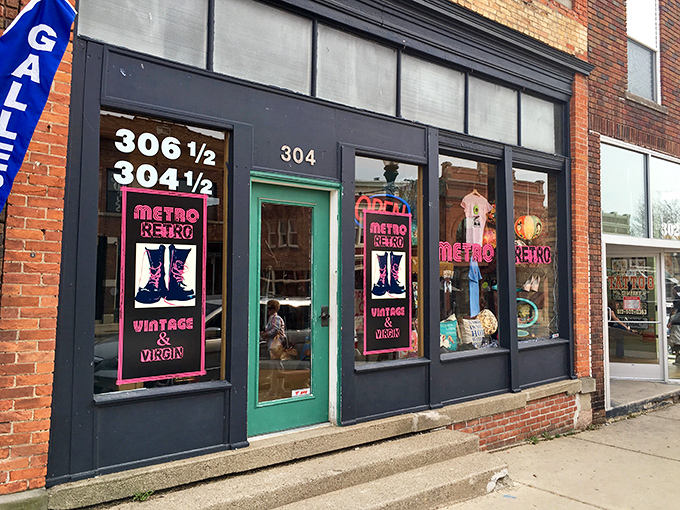 Metro Retro's vintage signage perfectly captures the nostalgic charm of downtown Lansing's retro revival scene.
