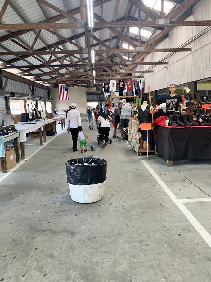 Covered walkways protect shoppers while creating the perfect environment for serious treasure hunting and deals.