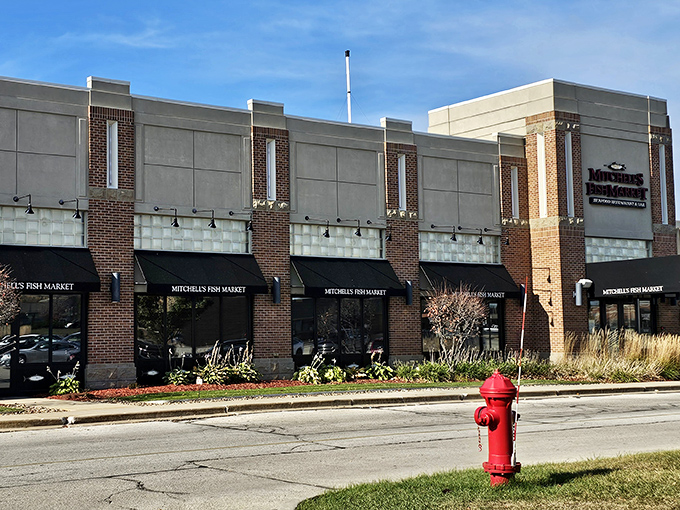 This upscale brick facade promises the kind of seafood experience that makes suburban dining feel surprisingly sophisticated.