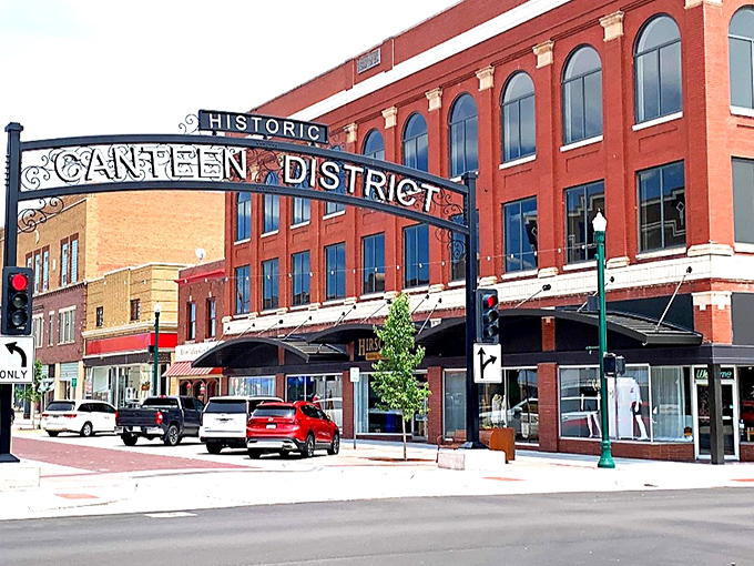 North Platte's Historic Canteen District welcomes visitors with its iconic archway &ndash; a gateway to affordable living with small-town Nebraska charm.