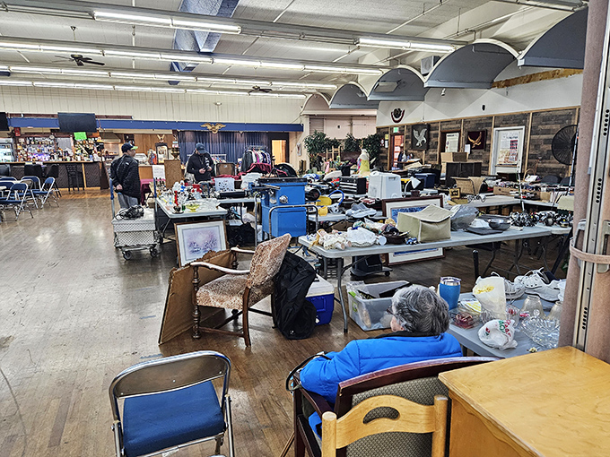 Tables overflow with treasures while shoppers hunt for gold &ndash; it's like a community garage sale on steroids!
