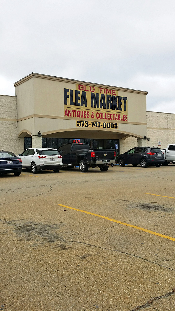 OLD TIME FLEA MARKET's straightforward exterior hides a world of wonders. Sometimes the plainest packages hold the greatest treasures.