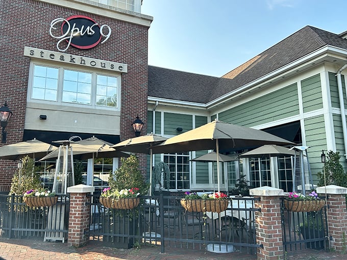 Opus 9's elegant signage suggests steaks worthy of a standing ovation from your taste buds.