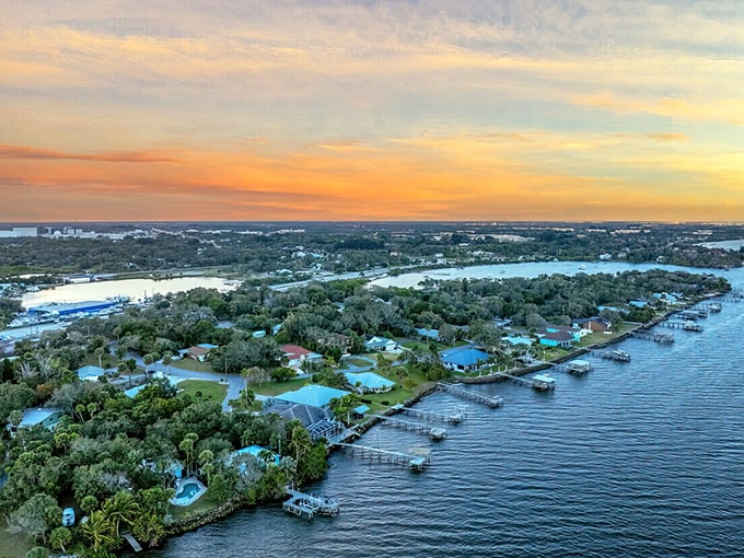 Palm Bay's waterfront homes enjoy the good life, while residents enjoy equally good deals on dining and groceries.