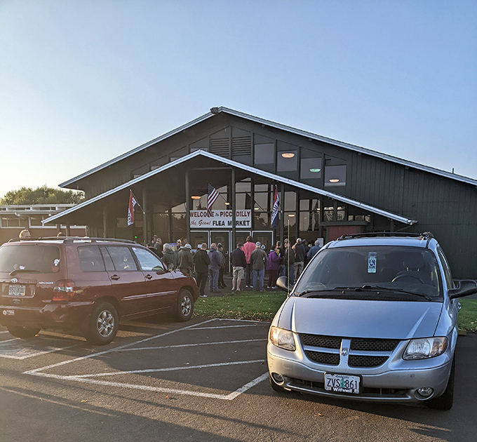 Picc-A-Dilly's distinctive A-frame entrance is like a starting gate for bargain hunters. The flags aren't just patriotic&mdash;they're waving you toward undiscovered treasures!