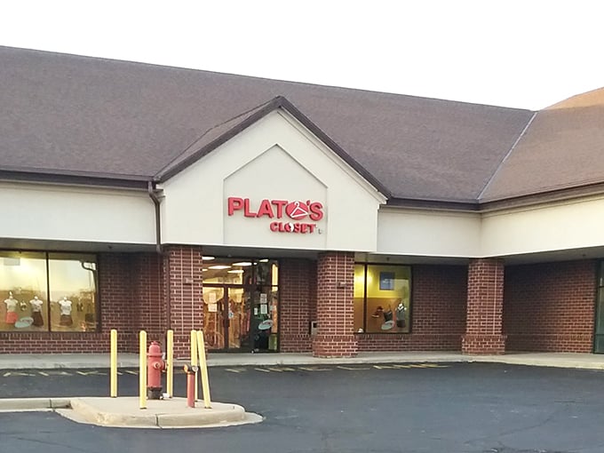 Plato's Closet nestles into this strip mall like the cool kid who knows all the fashion secrets. Teen style without the mall prices!