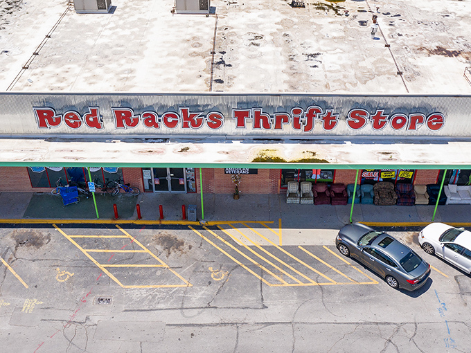 Red Racks lives up to its name with those signature crimson fixtures - truth in advertising at its finest.