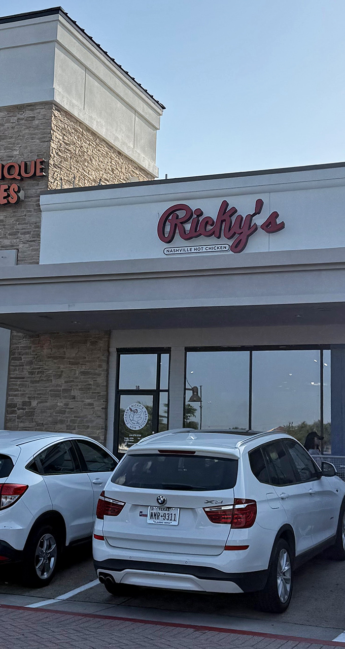 Ricky's Hot Chicken storefront: Nashville heat meets Texas hospitality&mdash;a combination that'll have you sweating with joy.