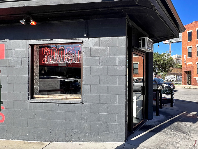 The Roost's bold red exterior promises Carolina-style chicken that'll make you forget all about those fancy downtown establishments.