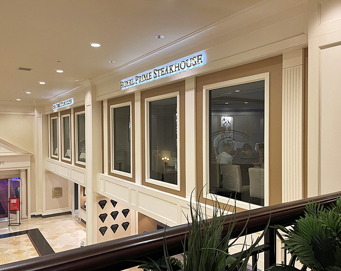 Royal Prime's elegant entrance suggests the kind of luxury that makes special occasions truly memorable.