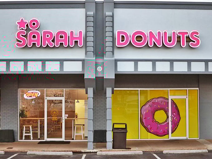Sarah Donuts' bright pink signage and giant donut mural make subtle look overrated. This place announces its sweet intentions from blocks away!