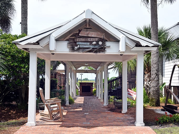 Rustic charm meets covered comfort where Spanish moss provides nature's elegant dining room ceiling.