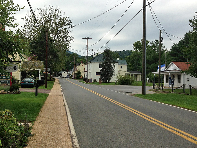 Sperryville's main road: where the double yellow lines lead to nowhere and everywhere at once&mdash;small-town America at its unfiltered best.