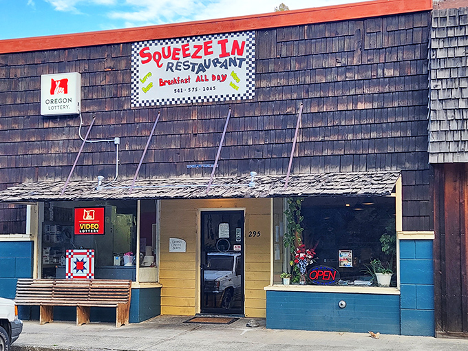 The Squeeze-In's weathered shingles tell stories of countless satisfied customers who've discovered this Canyon City secret.