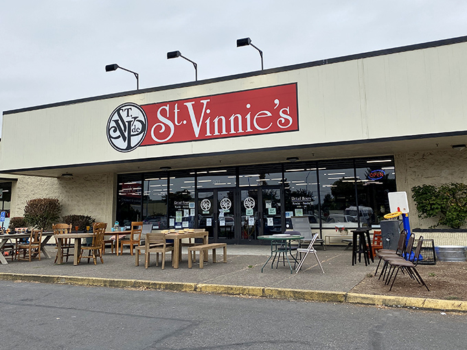 St. Vinnie's clean, organized exterior reflects the department store-quality shopping experience waiting inside.