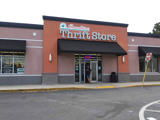 Orange and black stripes signal serious thrift game - like a beacon for bargain hunters.