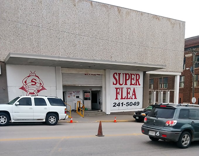 Super Flea's bold red lettering makes a statement - this is serious treasure hunting territory, folks.