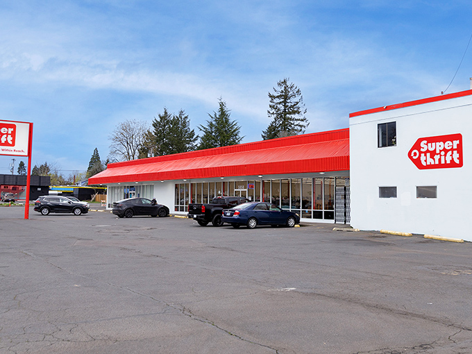 SuperThrift's bold red roof announces serious business - the kind where $28 becomes a shopping spree.