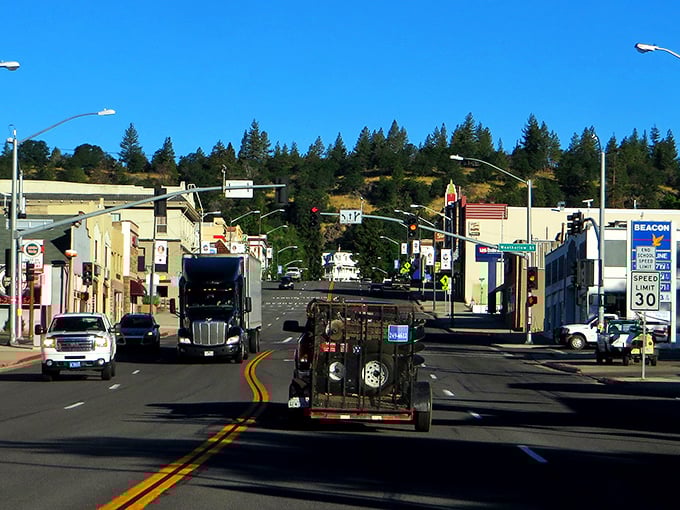 Susanville's main street stretches toward distant mountains like a postcard from America's quieter past.
