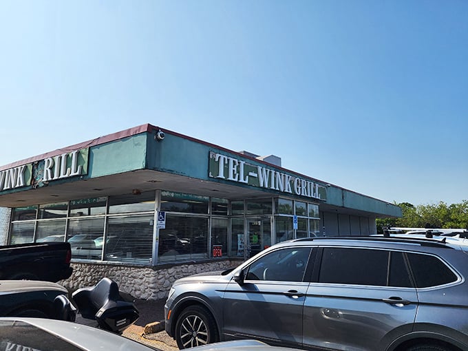 Tel-Wink Grill's weathered exterior tells stories of countless breakfast adventures and satisfied customers over the years.
