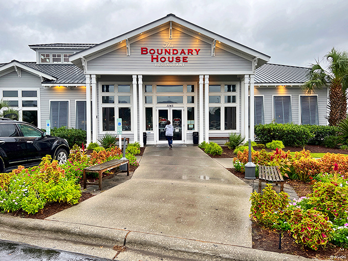 The Boundary House's pristine appearance hints at the elevated dining experience waiting inside those welcoming doors.