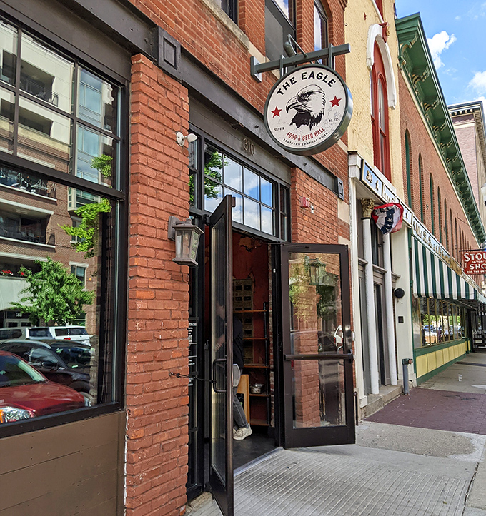 The Eagle's historic brick facade on Mass Ave houses chicken that would make Colonel Sanders weep with joy.