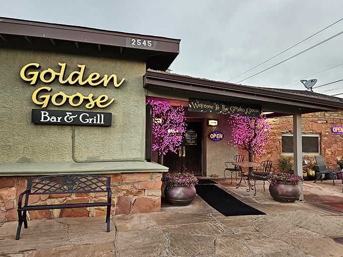 Those flowering pots aren't just decoration&mdash;they're your first hint that Golden Goose cares about details, from entrance to entree.