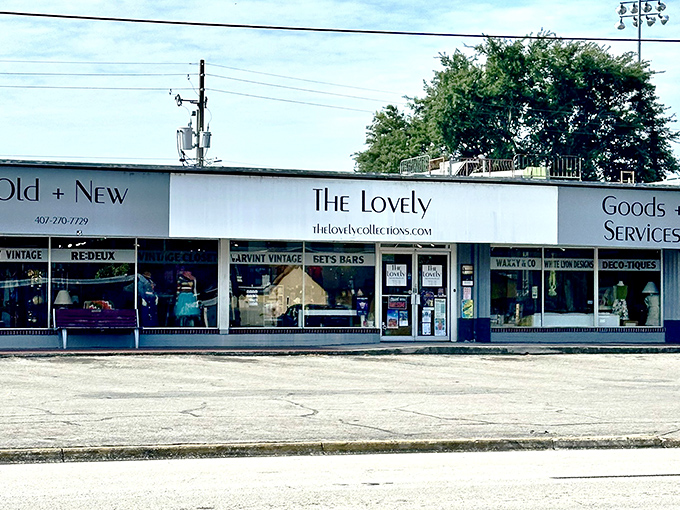 The Lovely's vintage storefront whispers promises of curated collections and Instagram-worthy finds within.