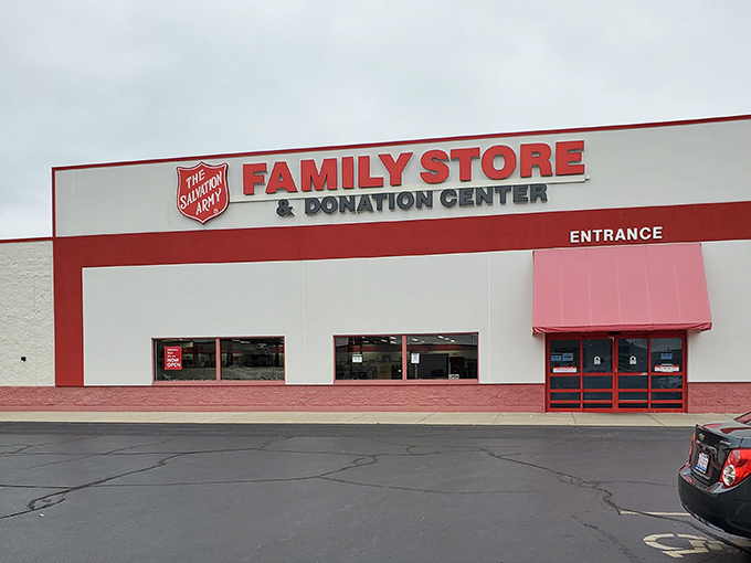 The Salvation Army's red and white means business - serious savings and community support combined.