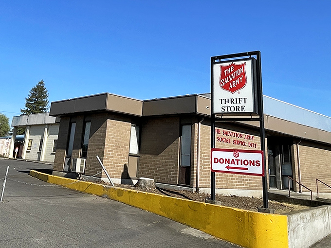 The Salvation Army's no-nonsense exterior houses a wonderland of practical finds at prices that feel like they're from 1985.
