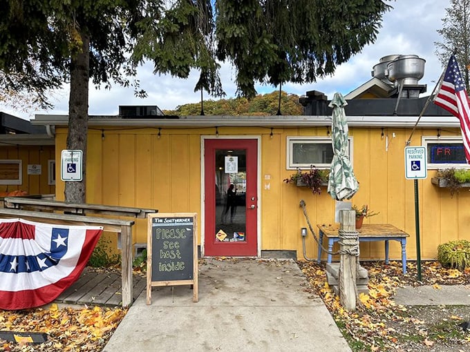 That cheerful yellow building in Saugatuck is like sunshine on a plate &ndash; Southern comfort in Michigan's backyard.