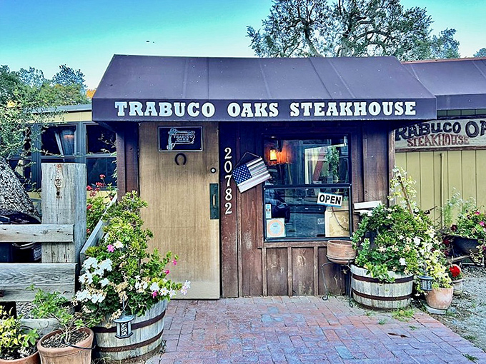 Trabuco Oaks Steakhouse looks like a cabin where Paul Bunyan might stop for dinner after a long day of tree-felling.