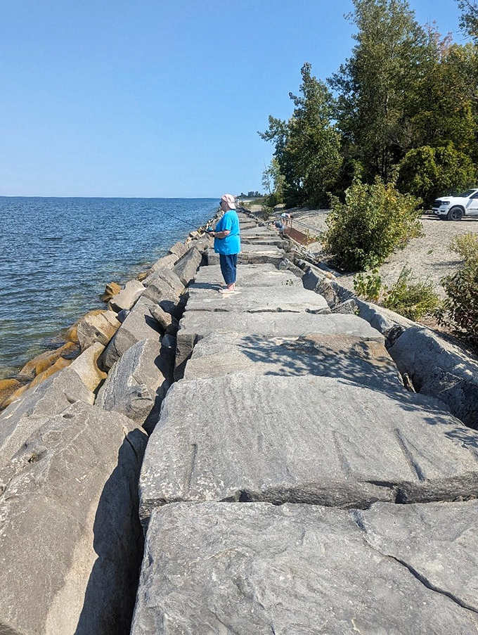 Nature's own abstract art painted in blues and whites along this stunning shoreline.