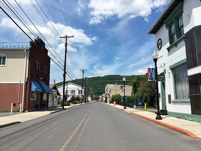 Westernport's main street stretches ahead like an invitation to slow down and actually breathe.
