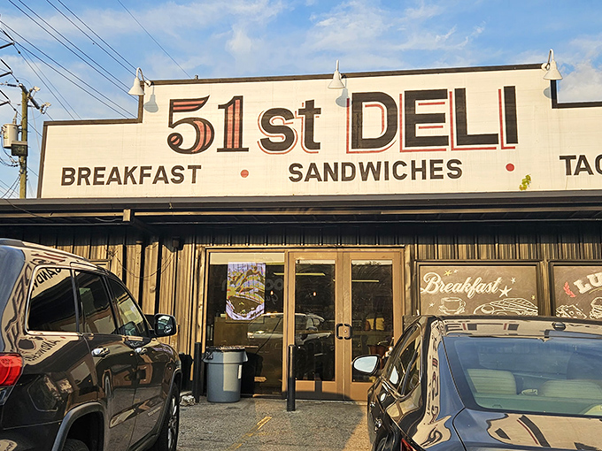 That straightforward signage means business - the kind that takes sandwiches seriously every day.