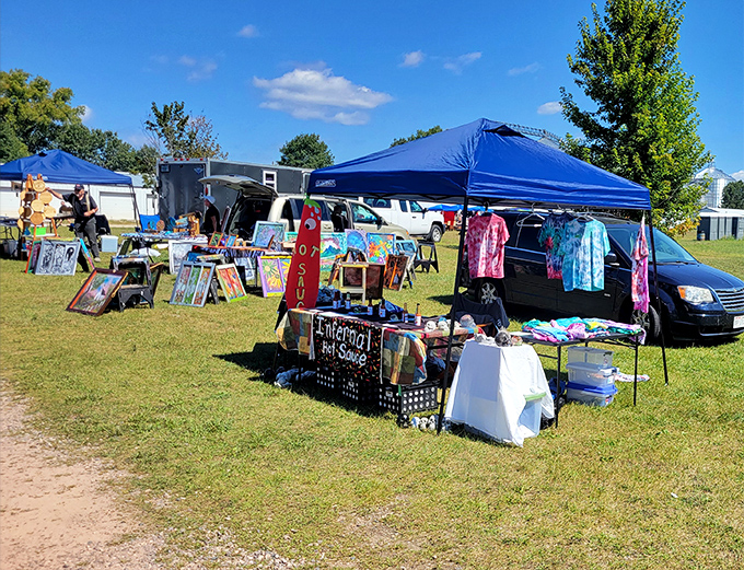 Colorful tents dot the landscape at Adams, each one a portal to unique treasures waiting to be discovered.