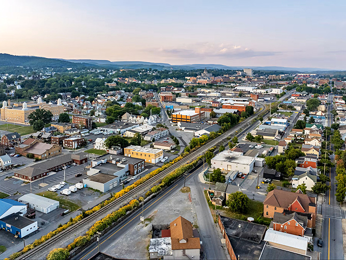 Altoona's downtown spreads across the valley floor, surrounded by mountains that change colors with every passing season.
