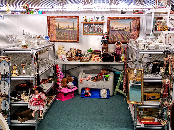 Those wide aisles and bright lights make browsing feel like a leisurely stroll through vintage wonderland.