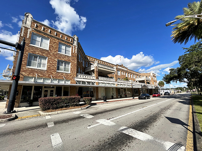 The old building stands like a faithful guardian, watching over downtown with railroad memories intact.