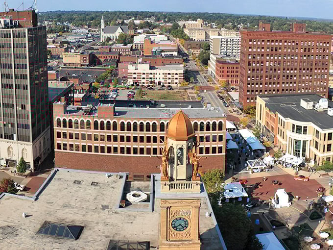 A bird's eye view of Canton reveals a city where your dining dollars stretch as far as this impressive vista.