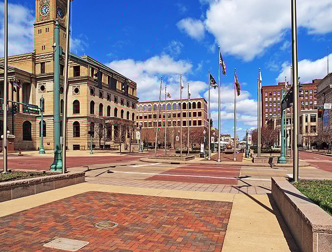 Canton's downtown square offers a picturesque backdrop for affordable living. Football fame without the costly game.