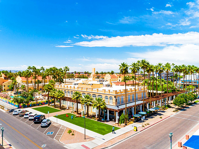 This aerial view shows how thoughtful city planning creates oases of calm in suburban landscapes.
