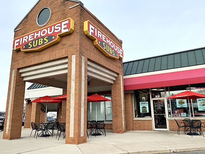 The firefighter theme adds sizzle to every bite, making lunch feel like a five-alarm flavor emergency.